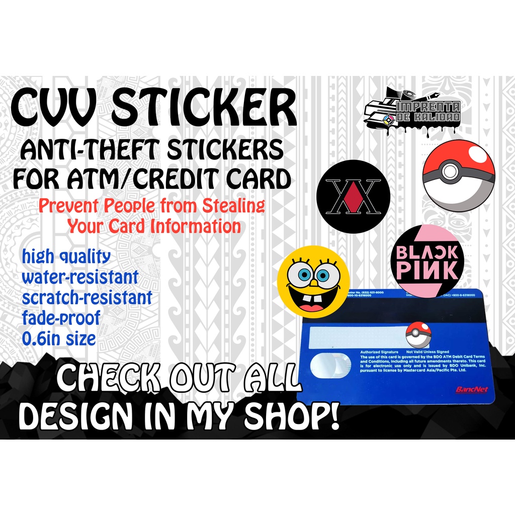 5pcs CVV Custom Stickers For your ATM or Credit Card | Shopee Philippines
