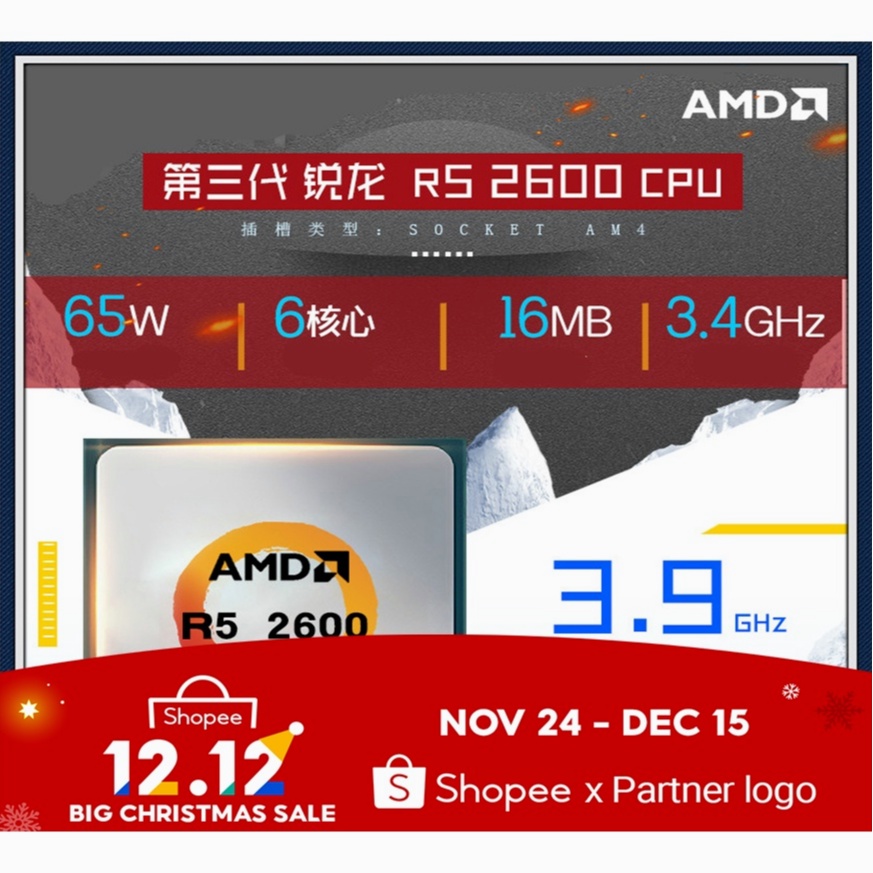 AMD second generation ryzen 5 2600 6 core processor Desktop PC chip CPU ...