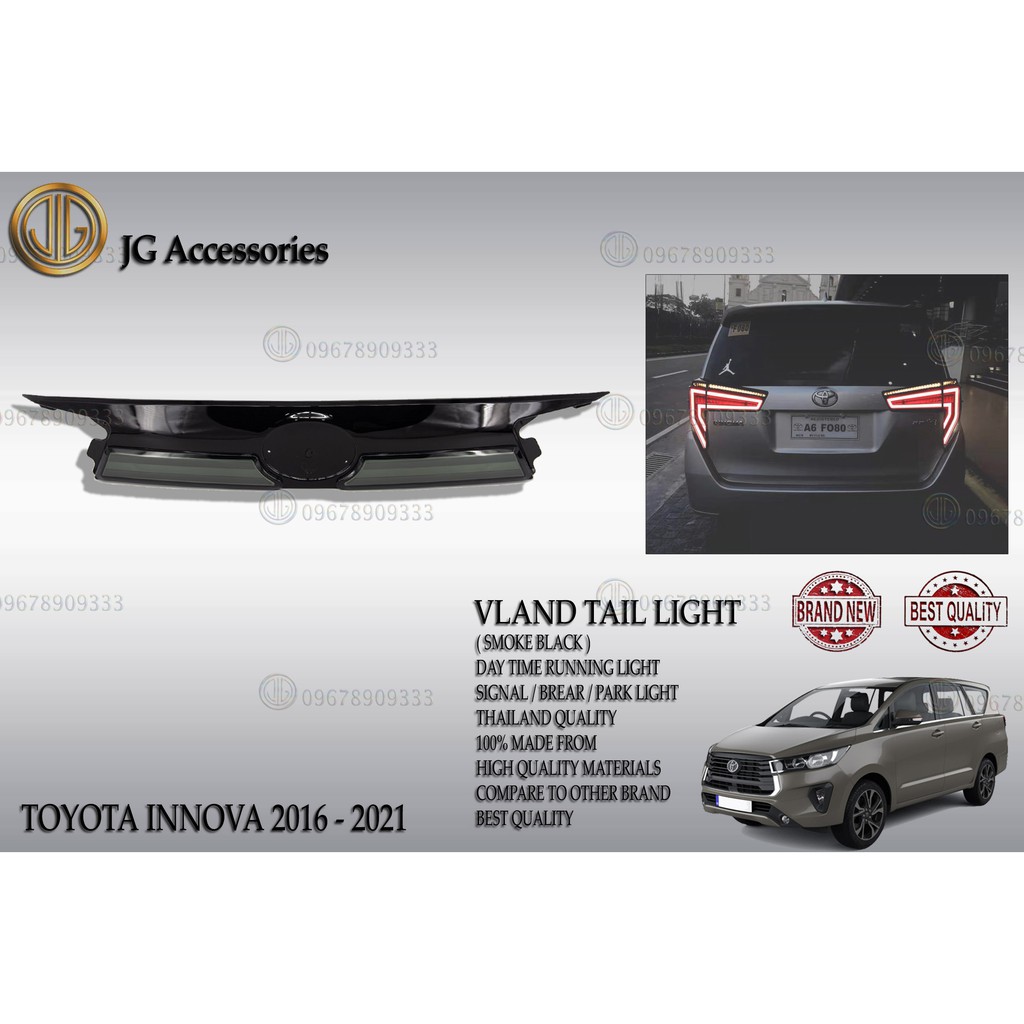 TOYOTA INNOVA 2016-2022 TRUNK LID COVER/TWIN BAR LIGHT PLATE CENTER LED ...