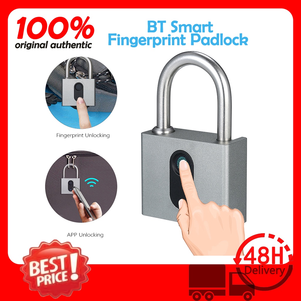 GS60FB Fingerprint Padlock BT Lock with APP & Fingerprint 2 Unlocking ...