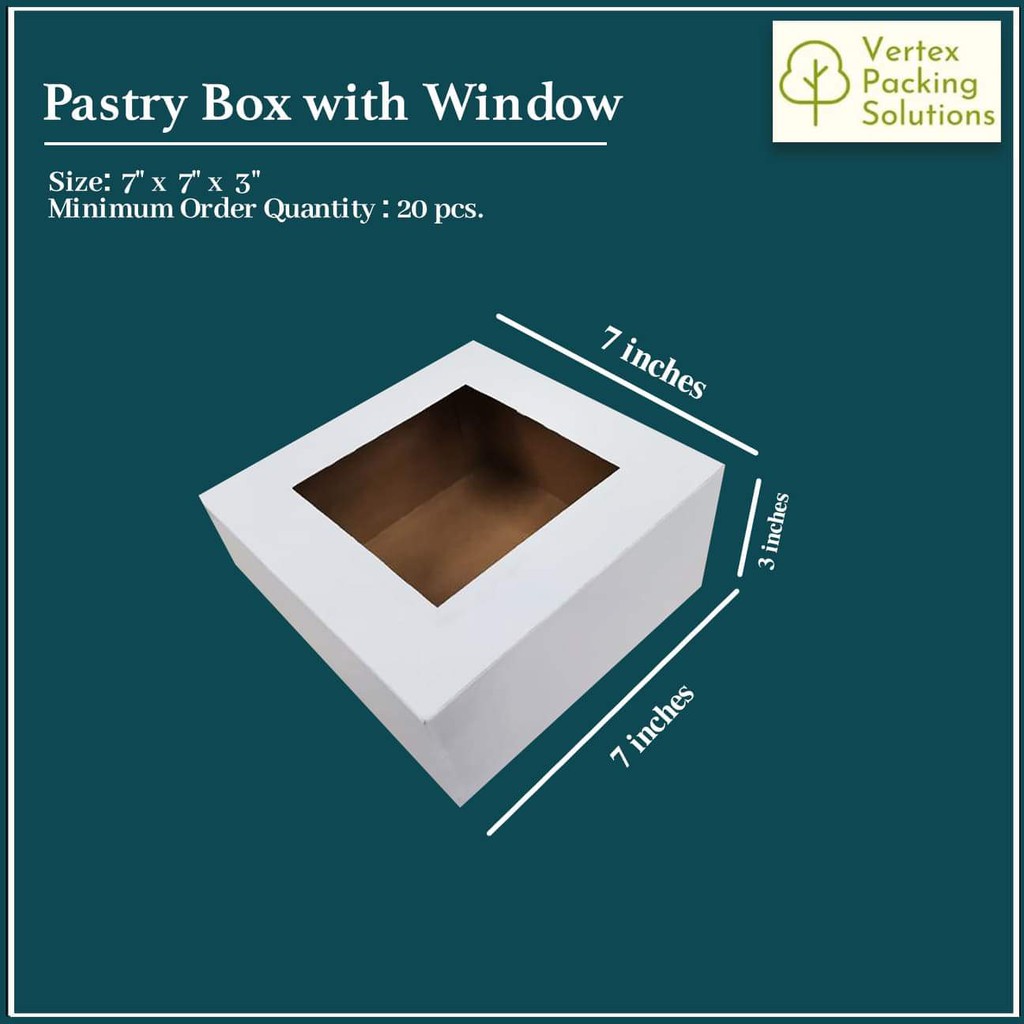 20PCS Cake and Pastry Box 7x7x3 with Window. For cake, donuts, pastries ...