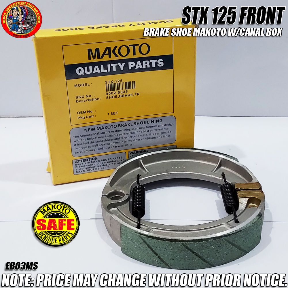 STX125 FRONT BRAKE SHOE MAKOTO WITH CANAL BOX (EB03MS) | Shopee Philippines