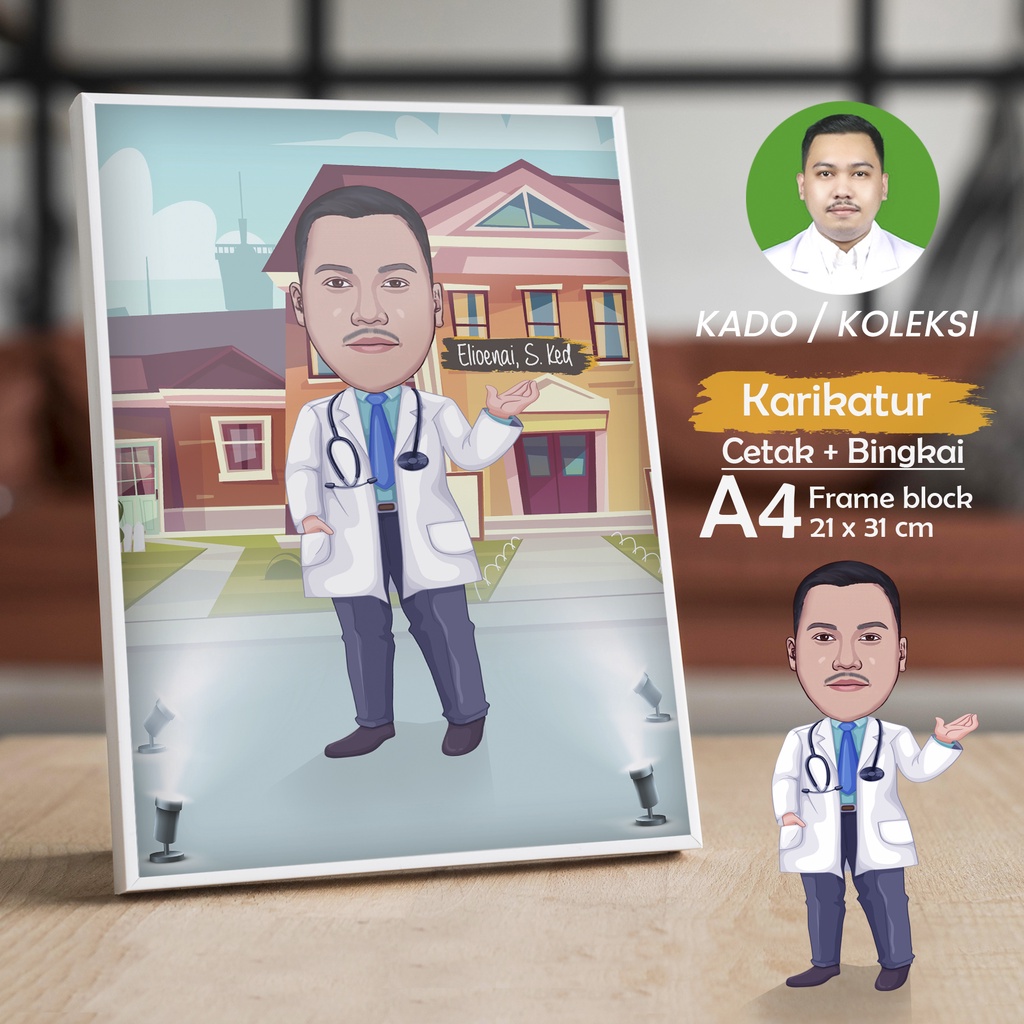 Karikatur Custom Face Graduation Gift Print Frame | Selfi Photo Edit ...