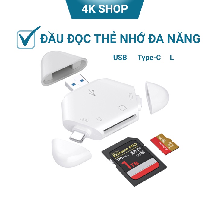 Multi-function memory card reader for phones and laptops with type c ...