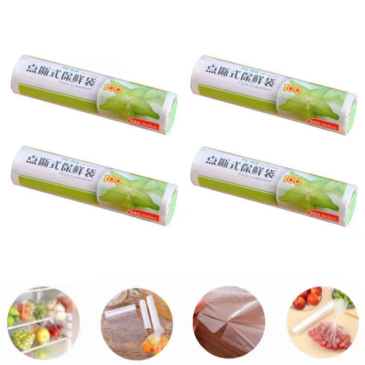 4 roll/set kitchen food Cling plastic bag Food preservation plastic bag ...