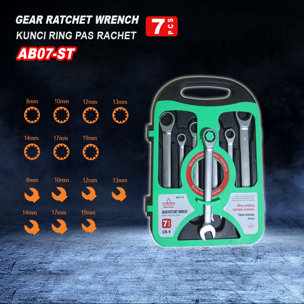 New!!! RACHET RING Wrench SET 7pcs Wrench Ratchet FREE BOX | Shopee ...