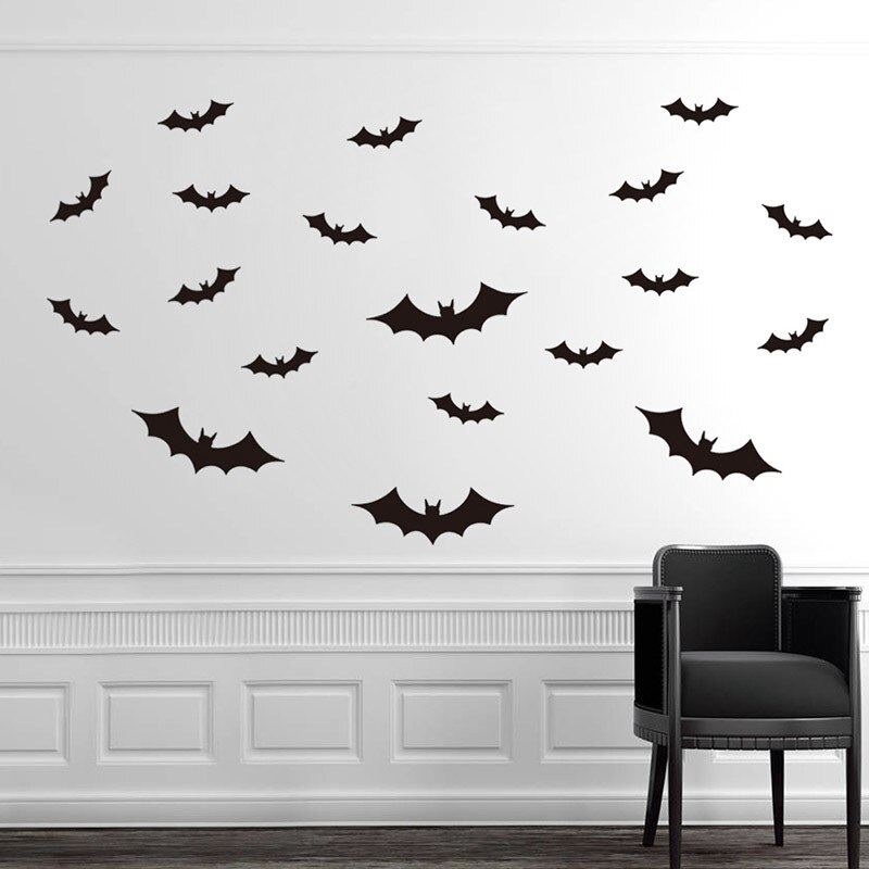 12/24pcs Halloween Decoration DIY PVC 3D Black Bat Wall Sticker Home ...