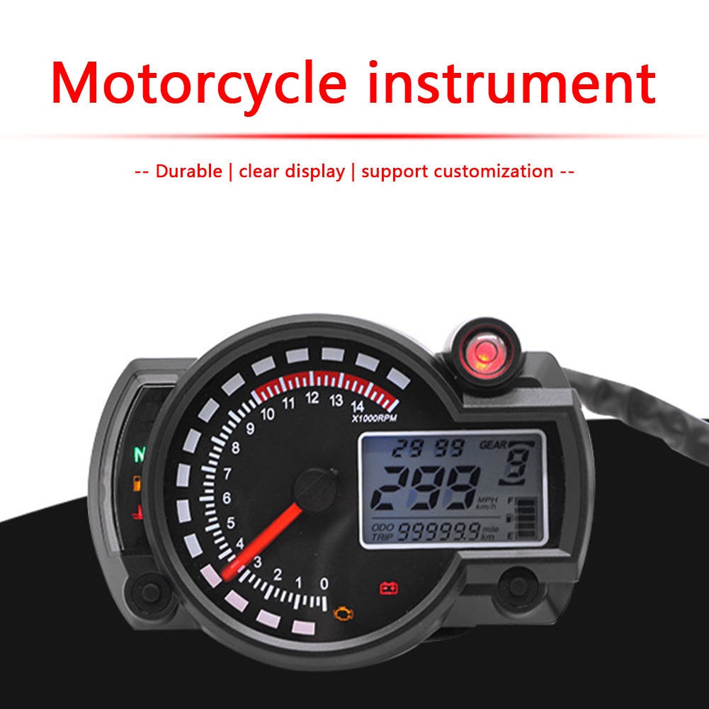 Motorcycle Speedometer Odometer Tachometer Fuel Meter 7-Color Backlight ...