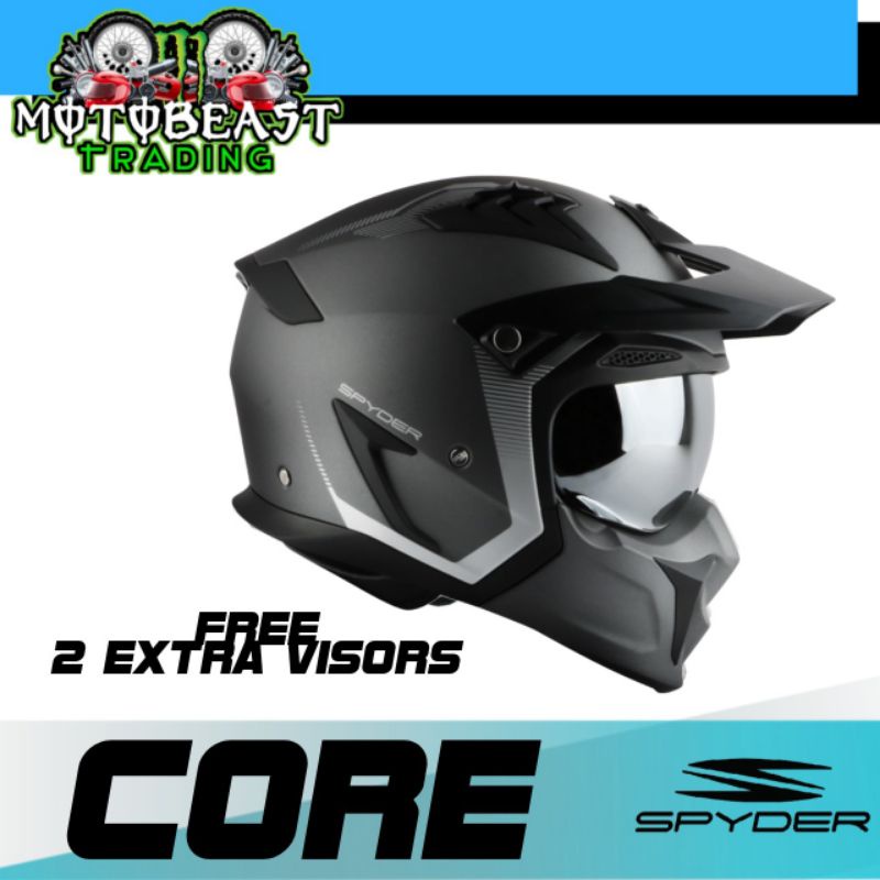 SPYDER Core Hybrid Halfface Helmet with 2 Spare Visors | Shopee Philippines