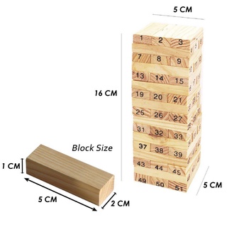 54Pcs Wooden Number Stacking Block Tower Toy Wooden Blocks Games Tower ...