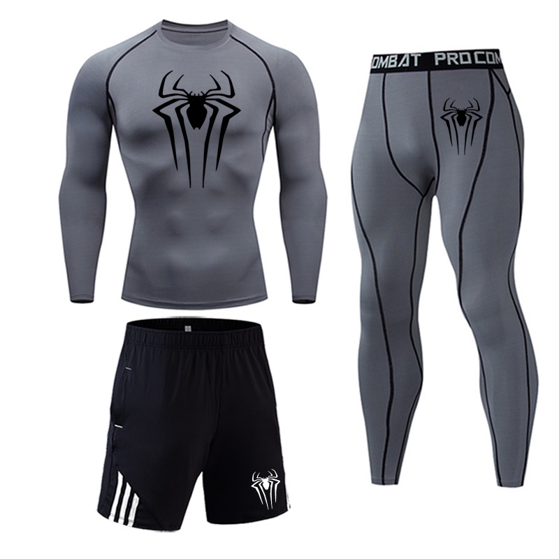 Spiderman Men's Tracksuit Quick Dry Long Sleeve Shirt Bodybuilding T ...