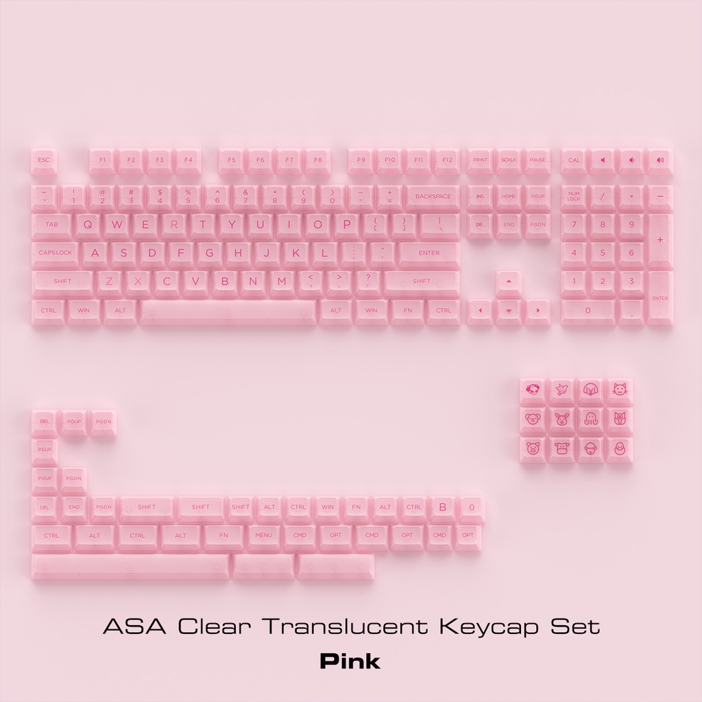 Akko ASA Clear Transparent Backlit Keycap V2 Set, PC Keyset for ANSI 61 ...