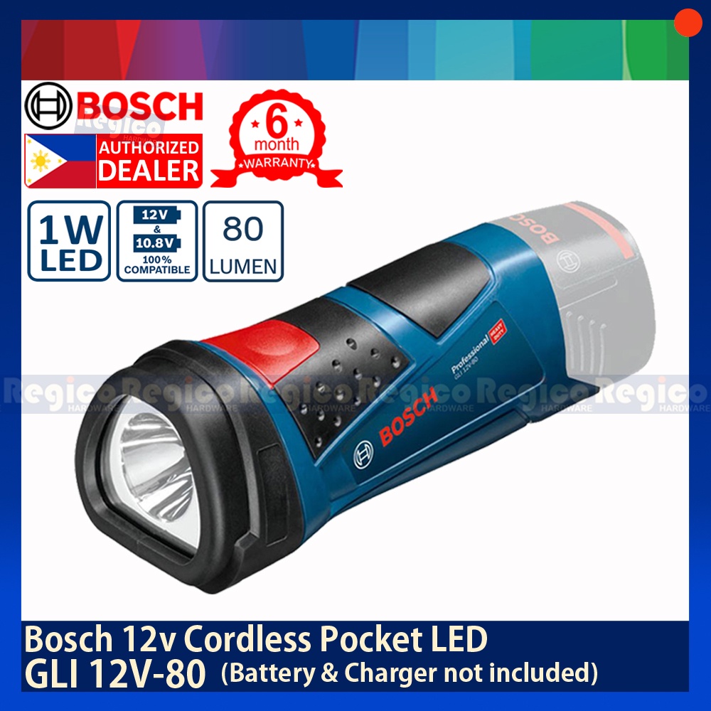Bosch Cordless GLI 12v-80 Pocket LED Torch light Flashlight Worklight ...