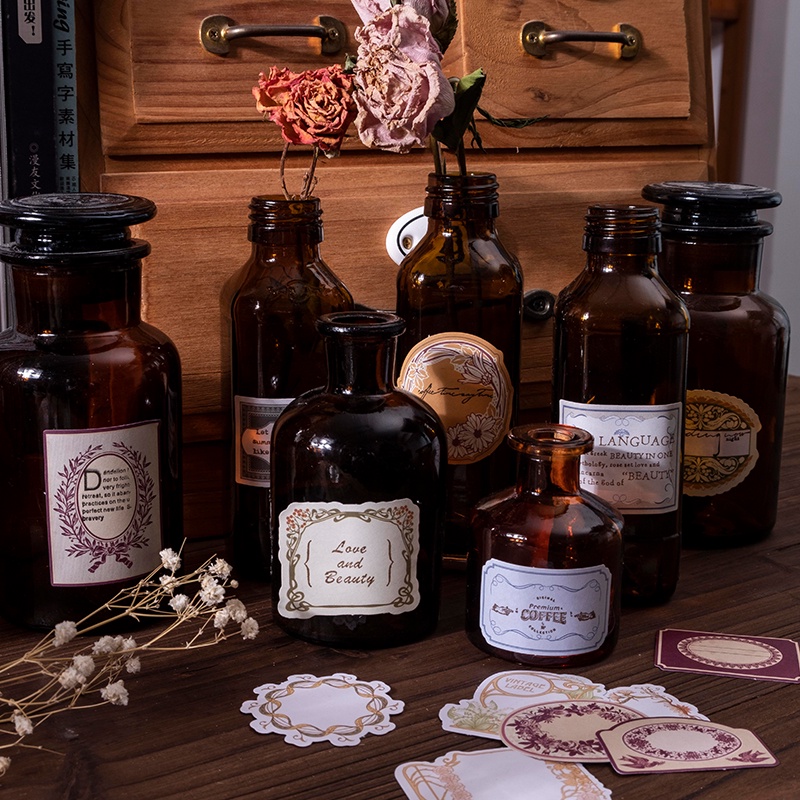 Label sticker set vintage border decorating DIY 40 pcs 8 designs ...