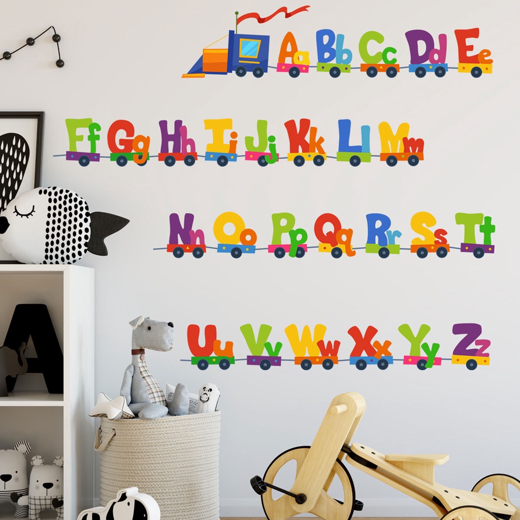 Colorful Alphabet Stickers Learning Wall Decals Alphabet Number Shape ...