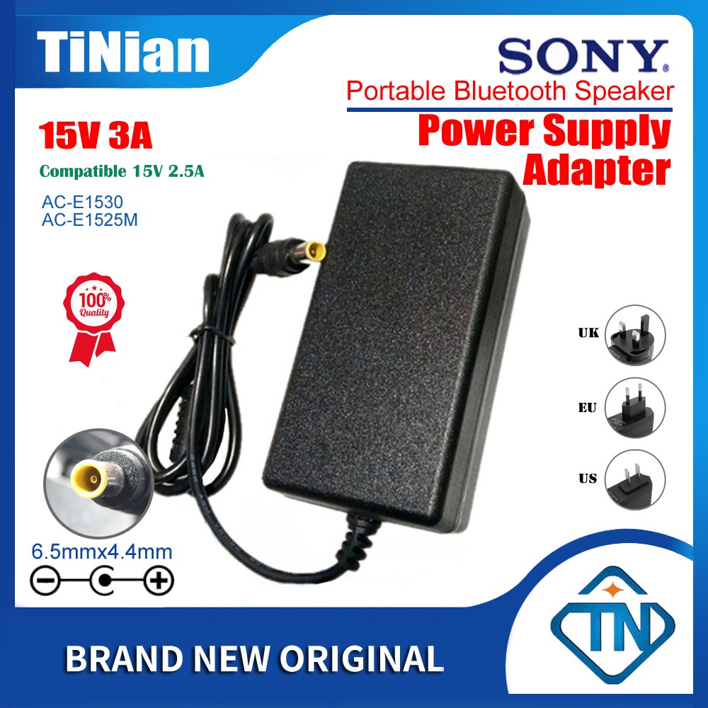 15V 3A 2.5A AC/DC Power Adapter AC-E1525M AC-E1530 for Sony SRS-XB3 SRS ...