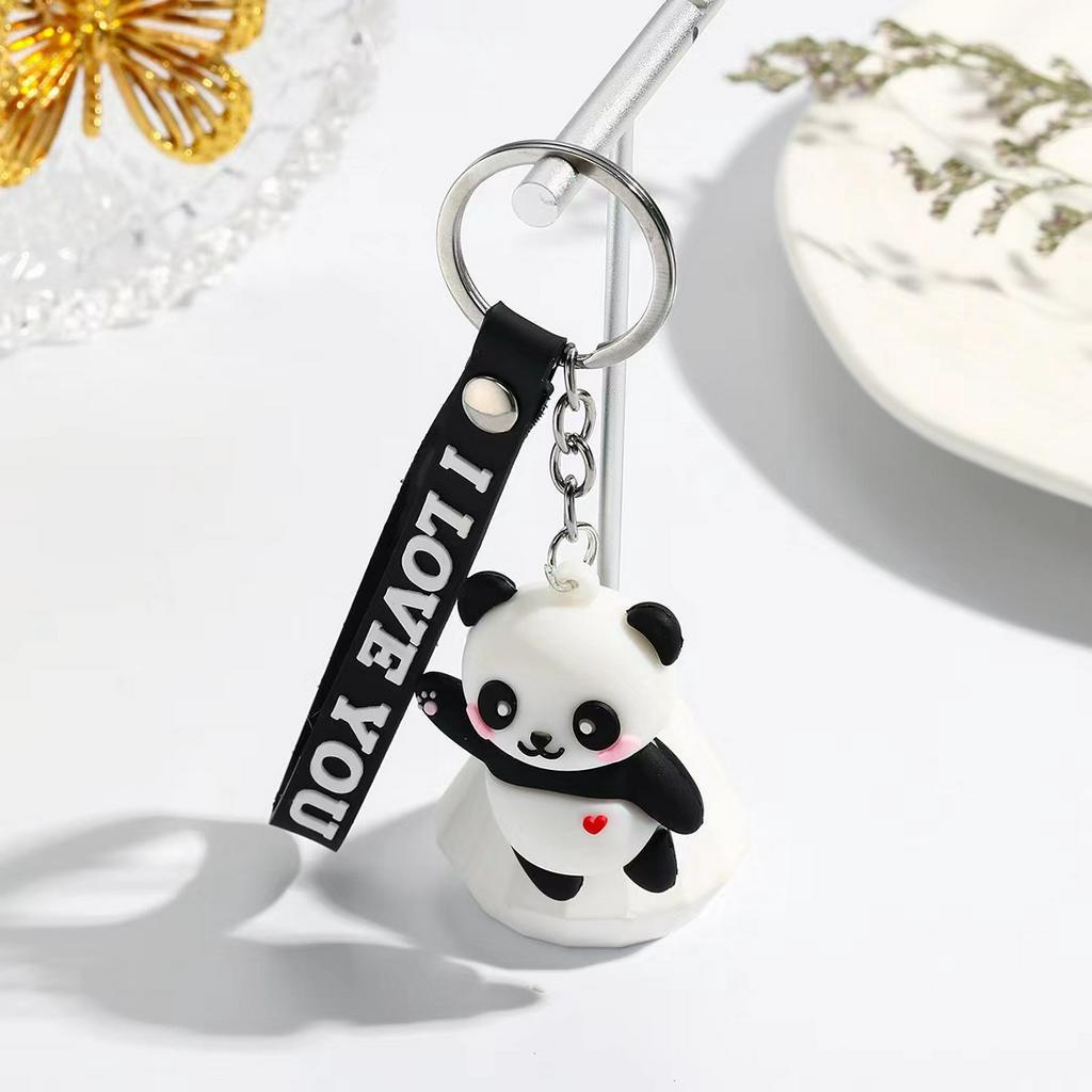 Creative Simulation Cute Panda Keychain PVC Soft Rubber Bag Pendant ...