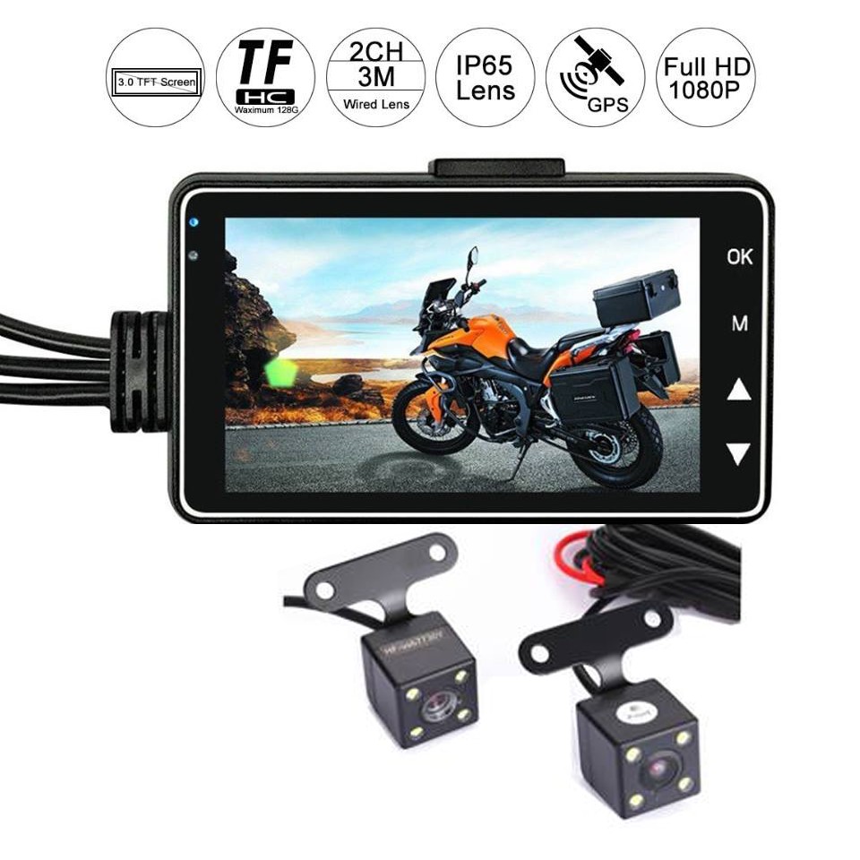 Dashcam Waterproof LCD Motorcycle Dash Cam Recorder DVR G-Sensor 1080P ...