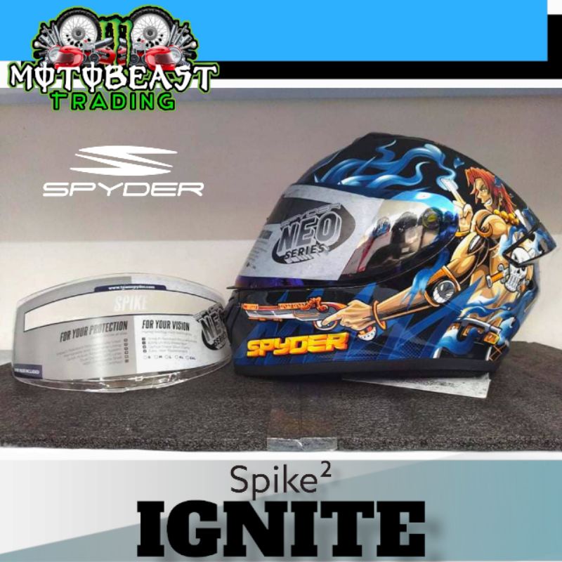SPYDER Spike 2 IGNITE GD Fullface Helmet with Extra Clear Visor ...