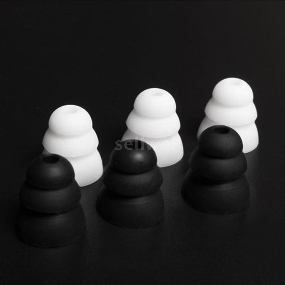 3 Pairs 6 PCS Three Layer Silicone In-Ear Earphone Covers Cap ...
