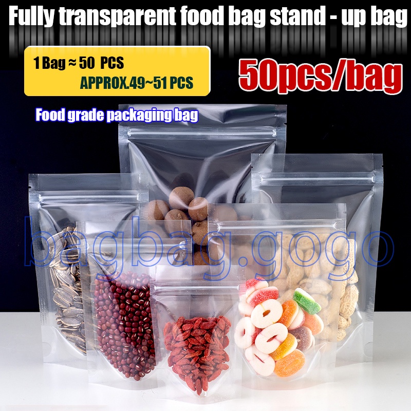 50pcs Transparent food packaging bag stand bag food bag Stand Up Pouch ...