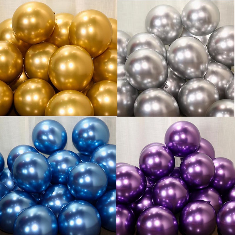 50pcs 10inch Flashy Round Metallic Latex Balloons Birthday Party ...