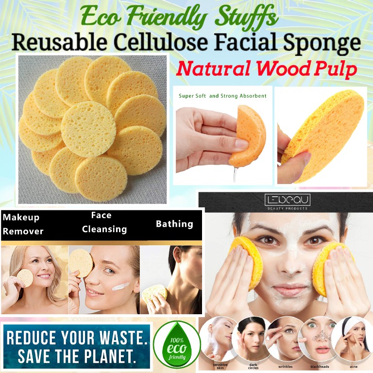 Cellulose Round Facial Sponge (Natural Wood Pulp) | Shopee Philippines