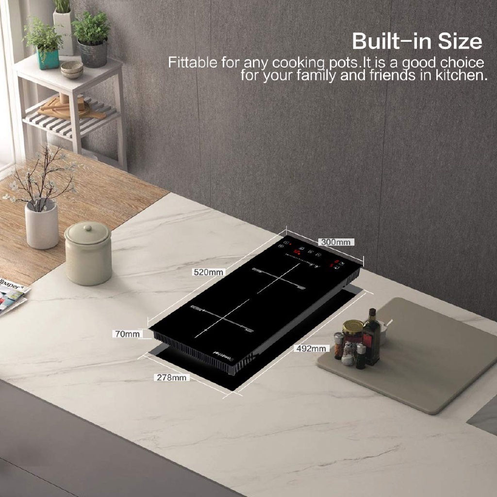 AMZCHEF induction cooktop 2 plates, Domino double induction cooktop ...