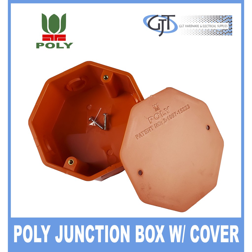 PACK OF 10 - POLY BRAND PVC ORANGE JUNCTION BOX 4 X 4 WITH SCREWS AND ...