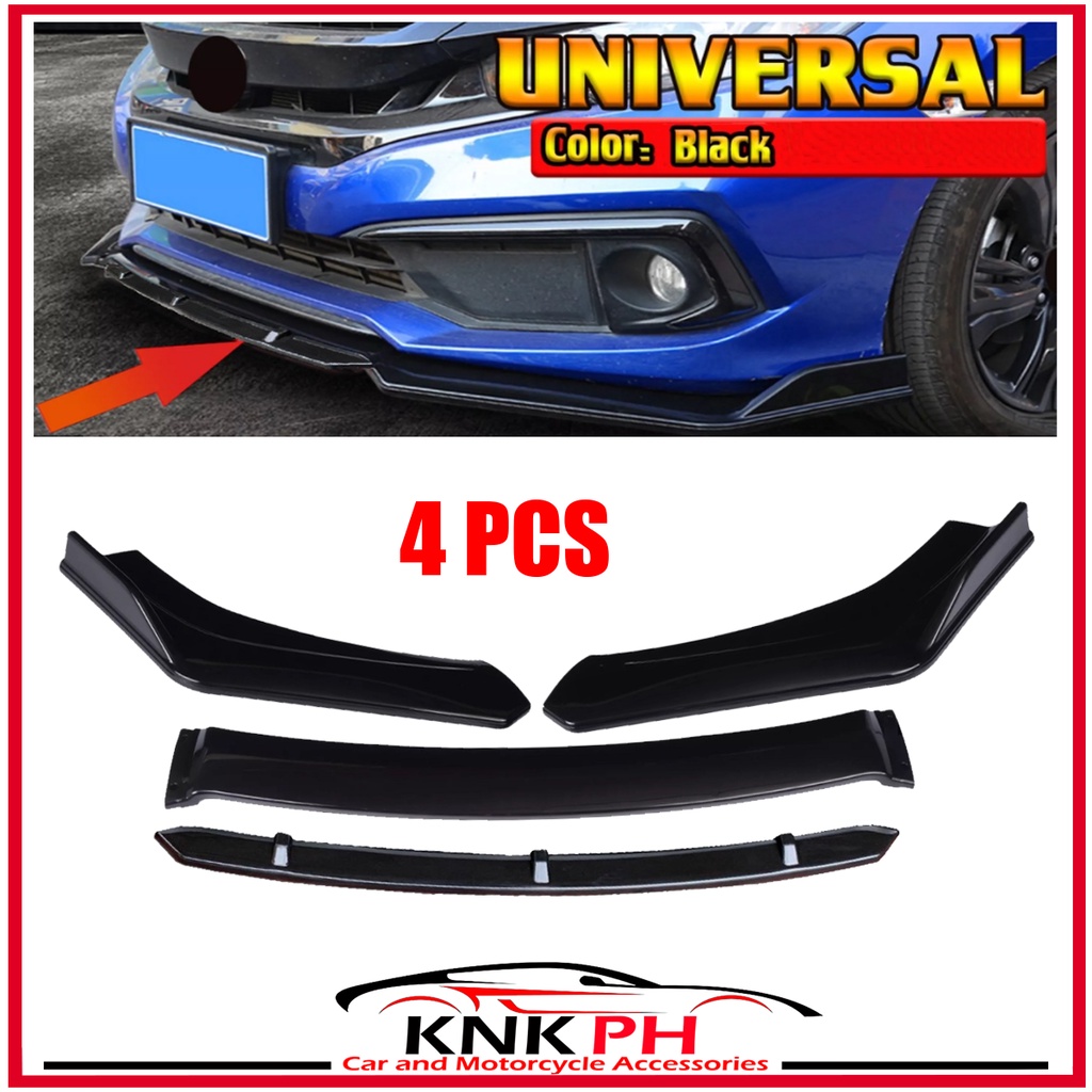 4x Black Universal Front Bumper Diffuser Lips Body Kit Front Bumper ...