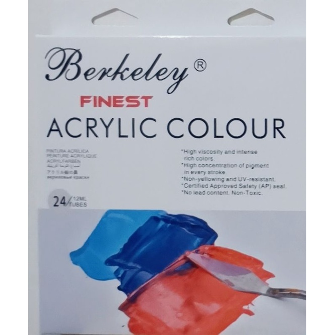 Berkeley 24 colors Acrylic Gouache Tempra Watercolor Oil Paint Set ...