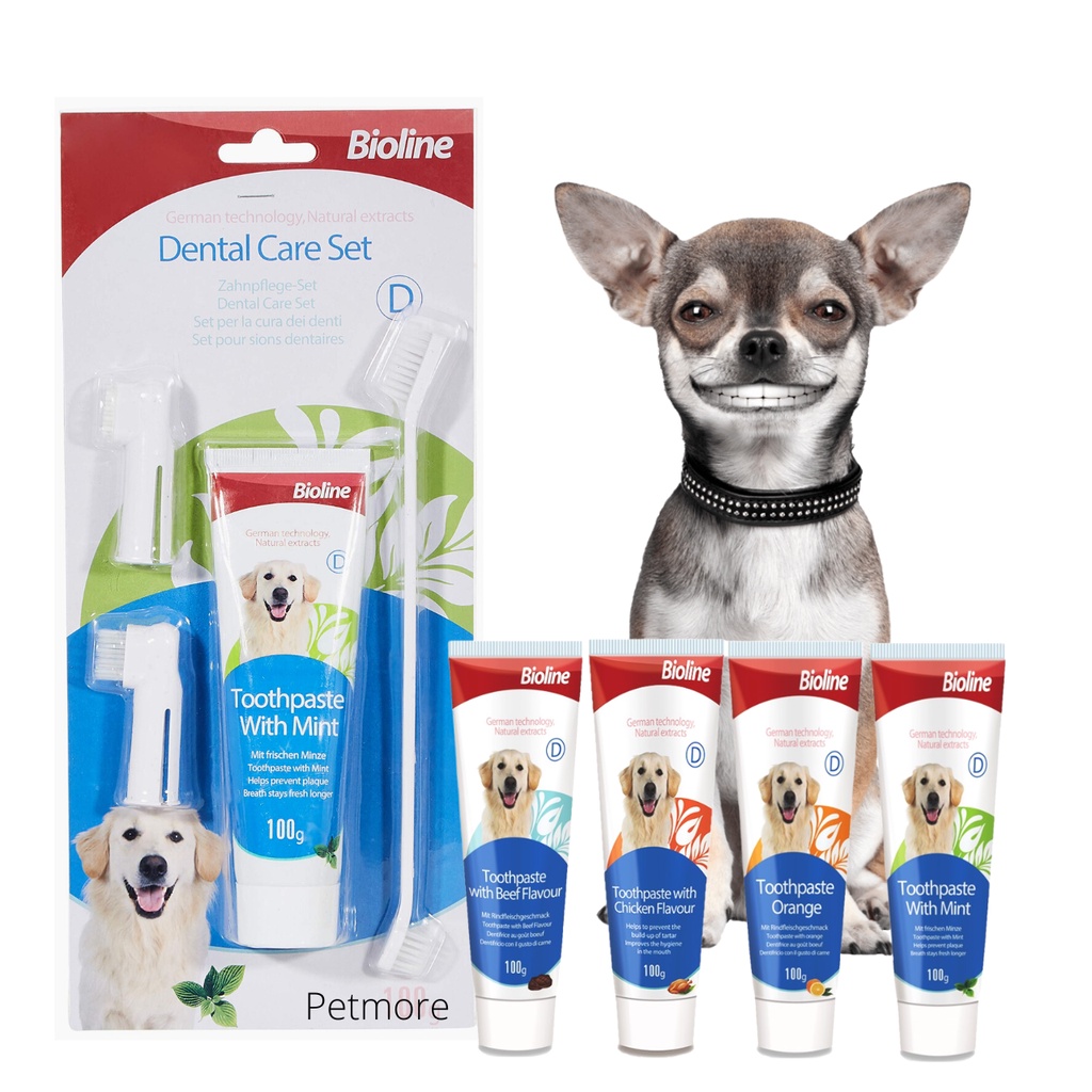 Bioline Dog Dental Toothpaste - Mint , Orange , Chicken & Beef Flavor ...