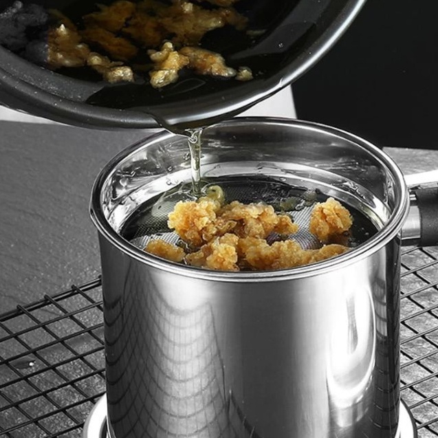 1 liter used cooking OIL container ORIGINAL STAINLESS STEEL OIL POT ...