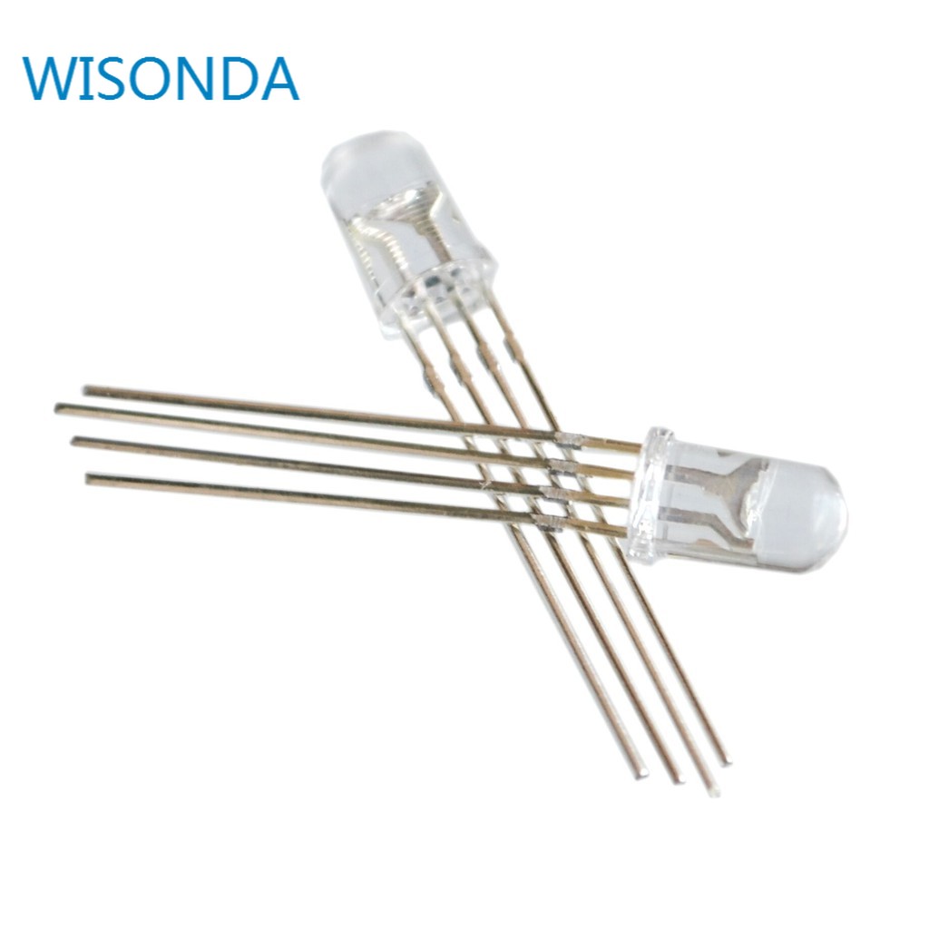 10pcs 5mm RGB LED Common Cathode Tri-Color Emitting Diodes f5 RGB ...