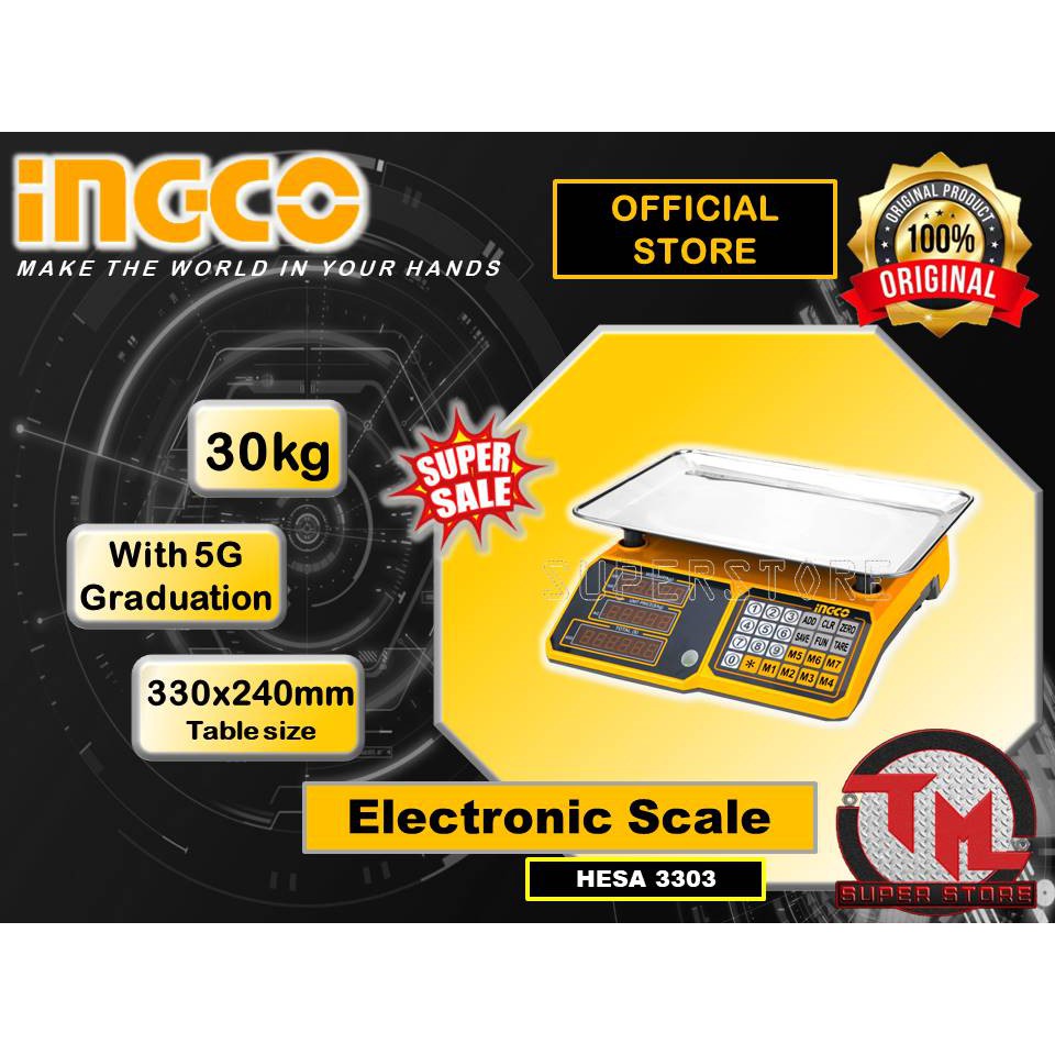 INGCO Scale Electronic Scale 30k HESA-3303 • Tm ss | Shopee Philippines