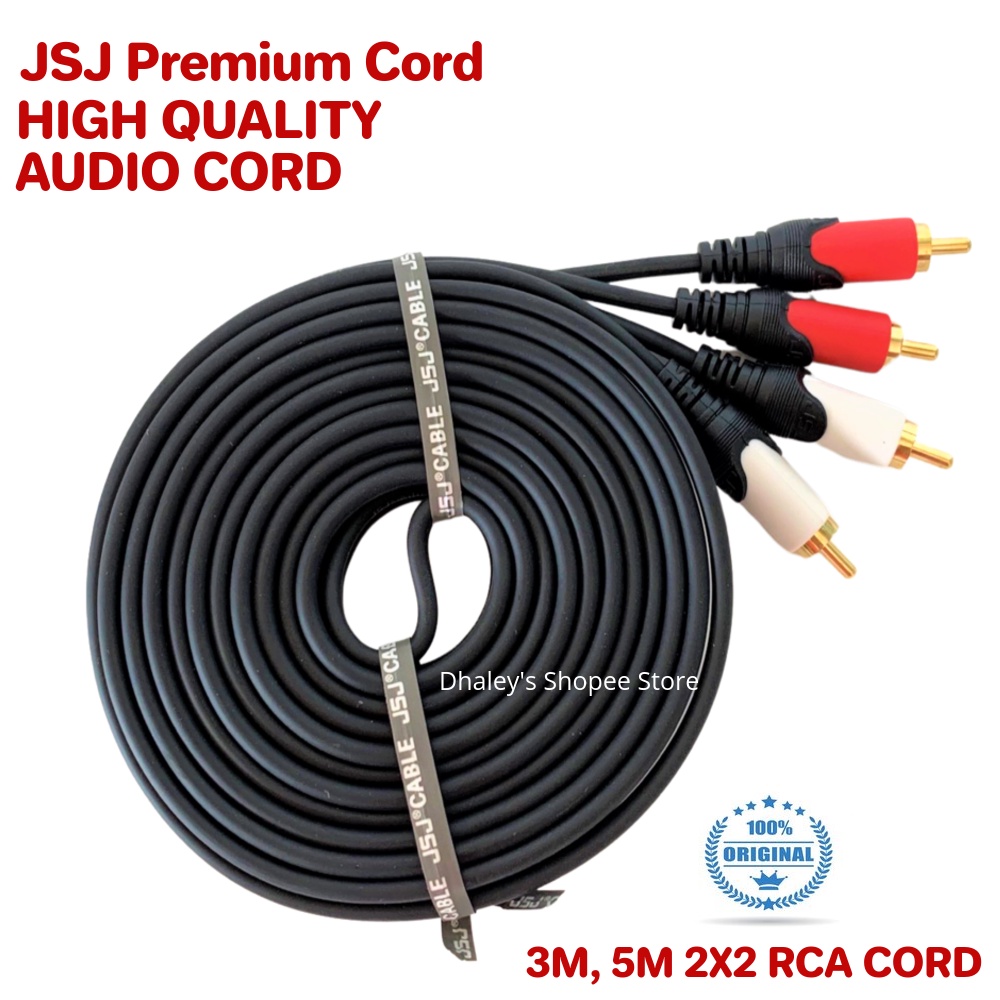 JSJ Premium Audio Cord / 3meters, 5meters RCA Cord 2x2 Audio Cord / 3M ...
