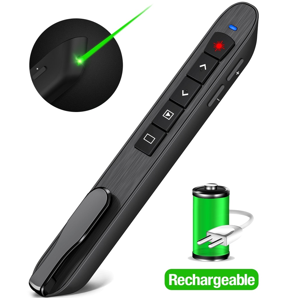 Rechargeable Wireless Presenter For Powerpoint Presentation PPT Green ...