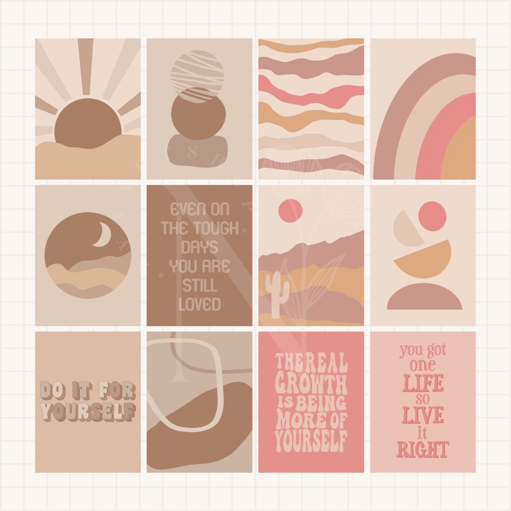 16pcs Boho Abstract Stickers - Journal Deco Sticker Pack | Shopee ...