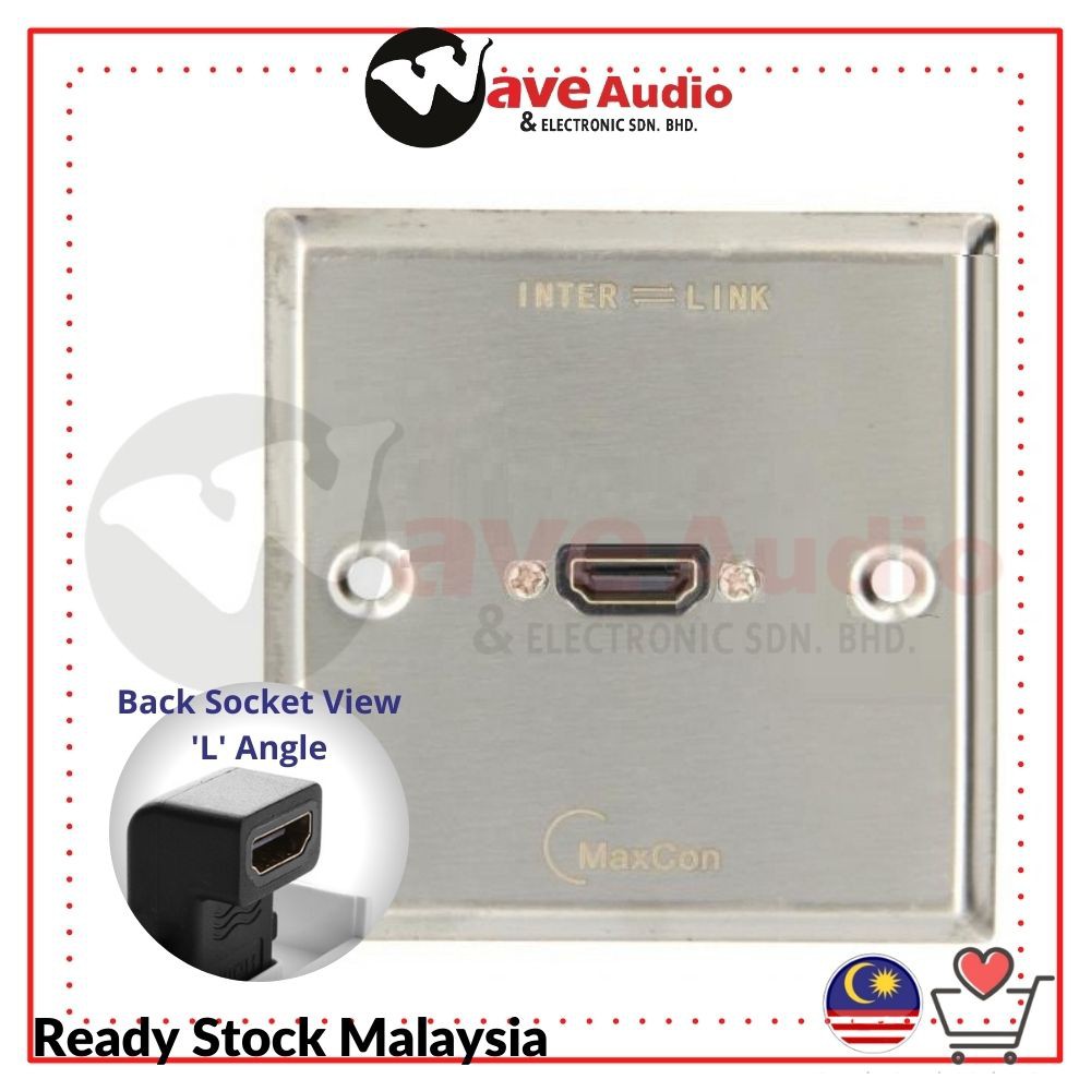 HDMI Metal Faceplate Wall Plate - (1 Port) HDMI Female (Right Angled) Jack Outlet Decorative ...