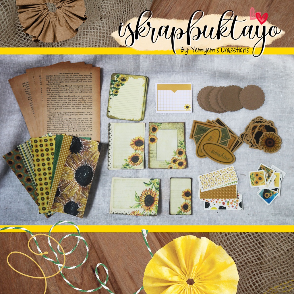 ISKRAPBUKTAYO | Journal Kit | DIY | SUNFLOWER THEME ( 100 Pieces ...
