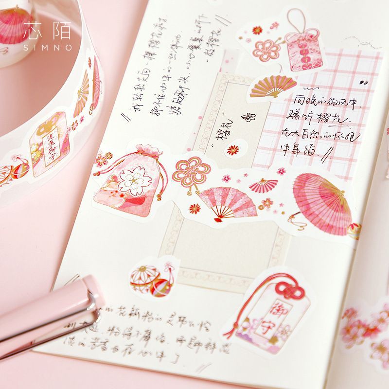 8 Designs Fantasy Sakura Flower Journal Planner Deco Straw Washi Tape ...