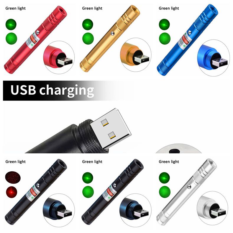 10000m USB Rechargeable Laser Green Red Pointer Flashlight Portable ...