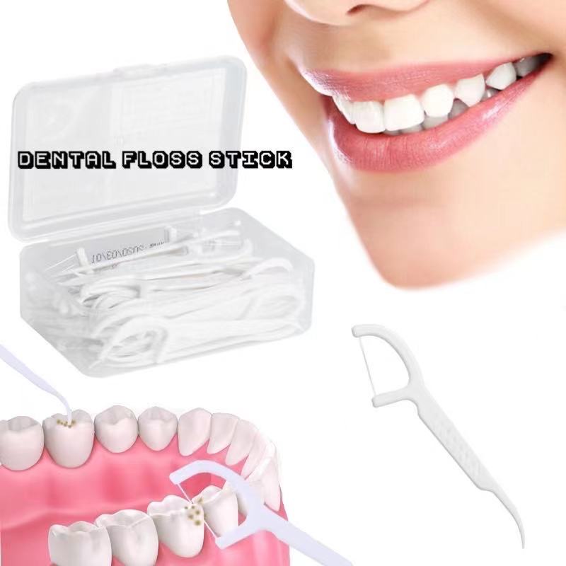 50pcs/pack Dental Floss Teeth Stick Toothpicks Floss Pick | Shopee ...
