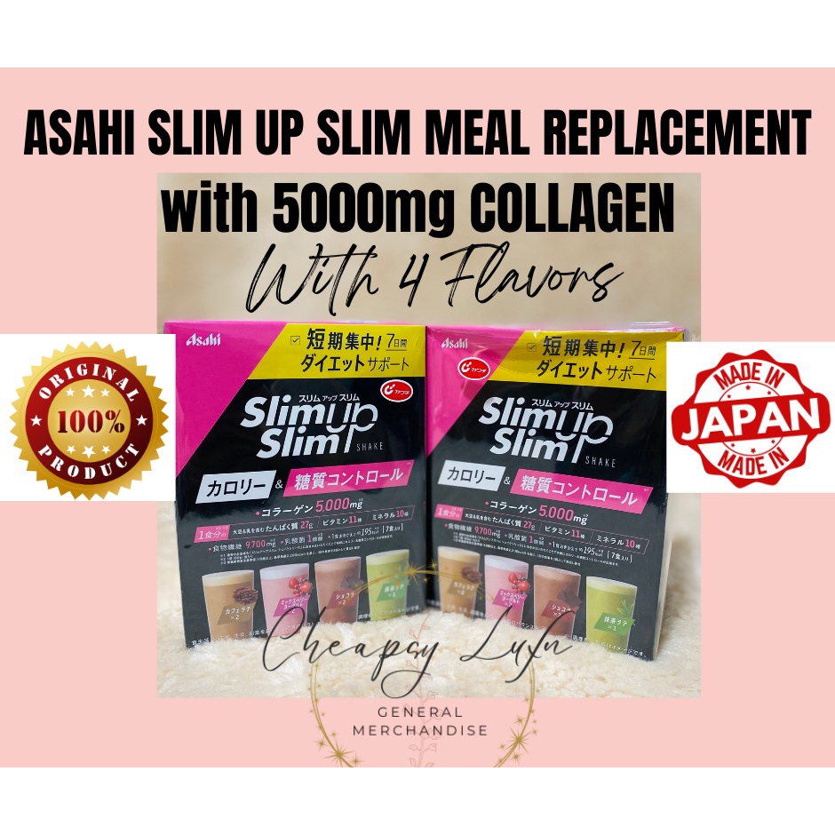 ASAHI Slim Up Slim Meal Replacement 4 flavors with 5000mg Collagen Made ...