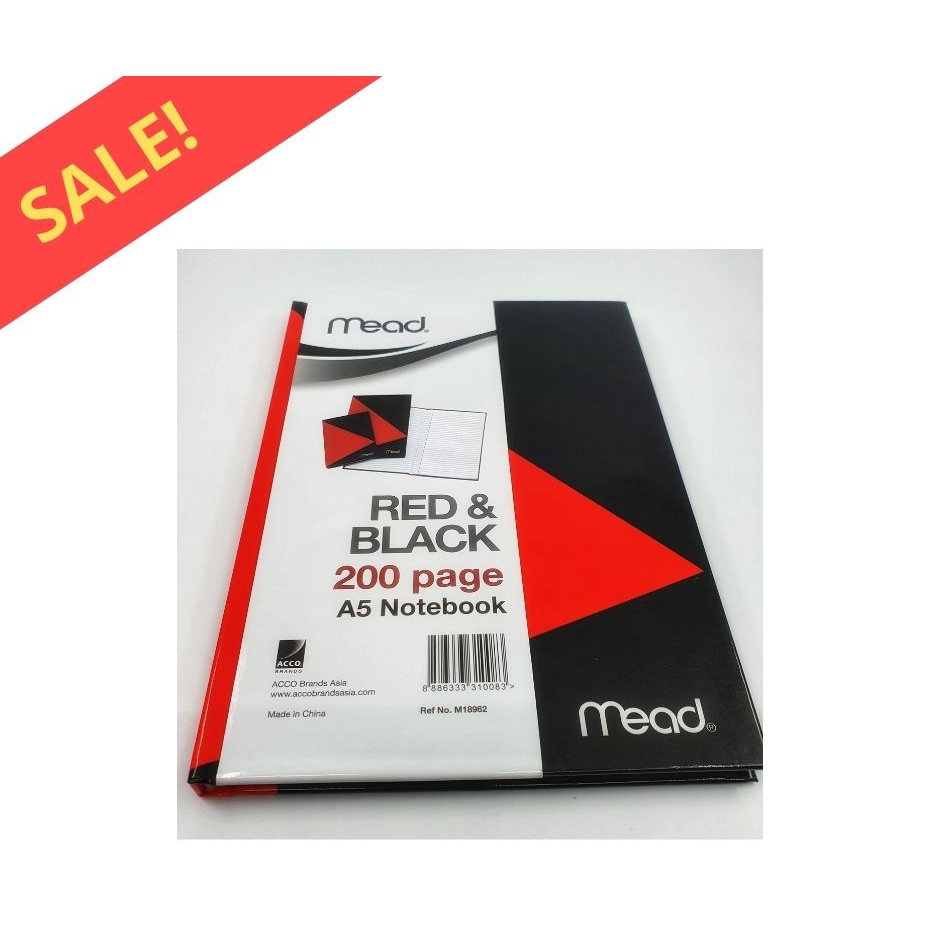 Mead Red & Black Hardbound NB A5 200 pages | Shopee Philippines