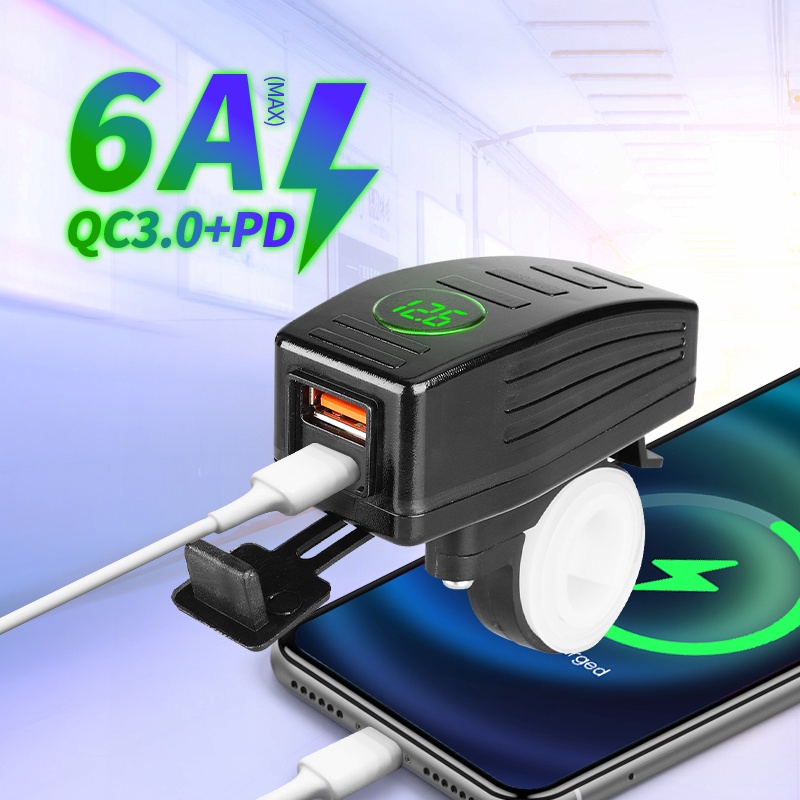 ⭐Ready stock⭐36W QC3.0 Fast Charge Type C Motorcycle Usb Charger Port ...