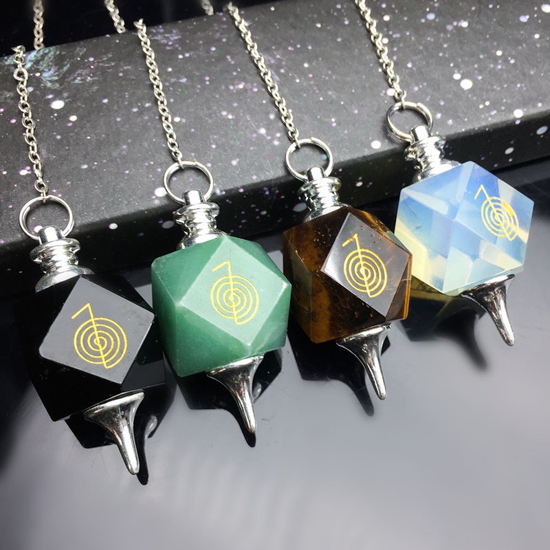 Natural gemstone hanging props Geometric pendant healing energy Chakra ...