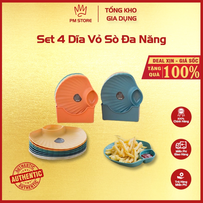 Set Of 4 Clamshell Plates For Fruit, Food, With Sauce Compartments, pc ...