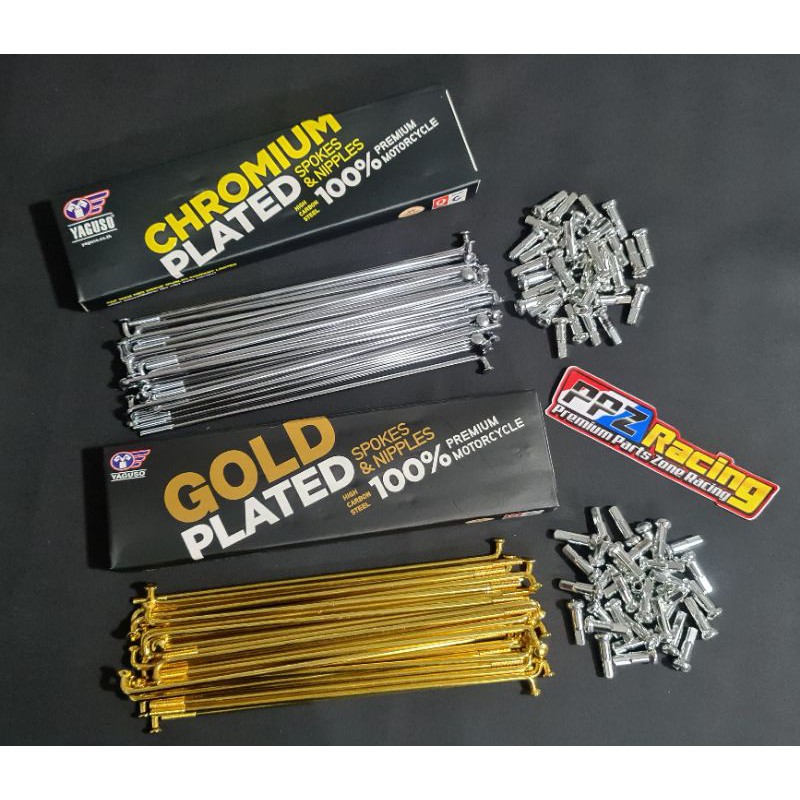 YAGUSO/DAIYA GOLD & CHROME SPOKES & NIPPLES SET 9G 162 & 185 ...