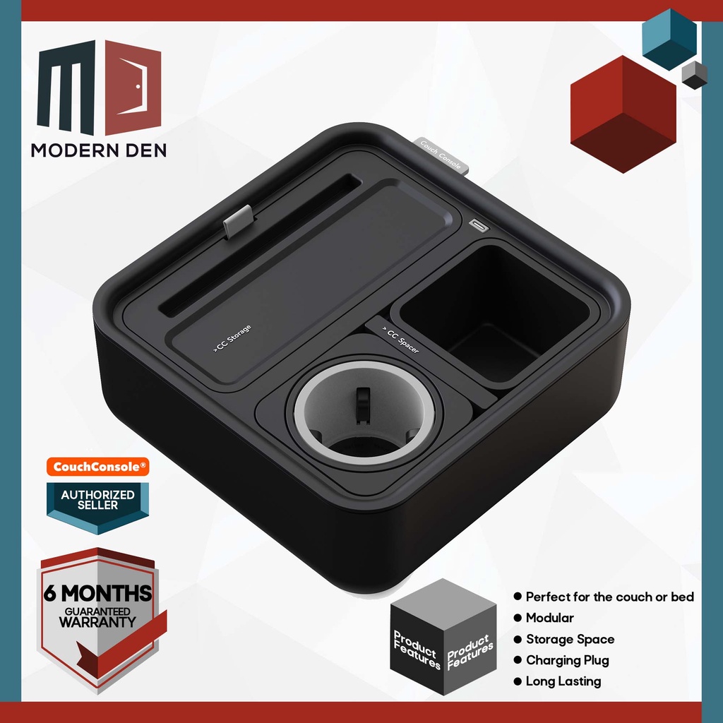 Couch Console Original Self-Balancing Anti-Spill Cup Holder Tray Black ...